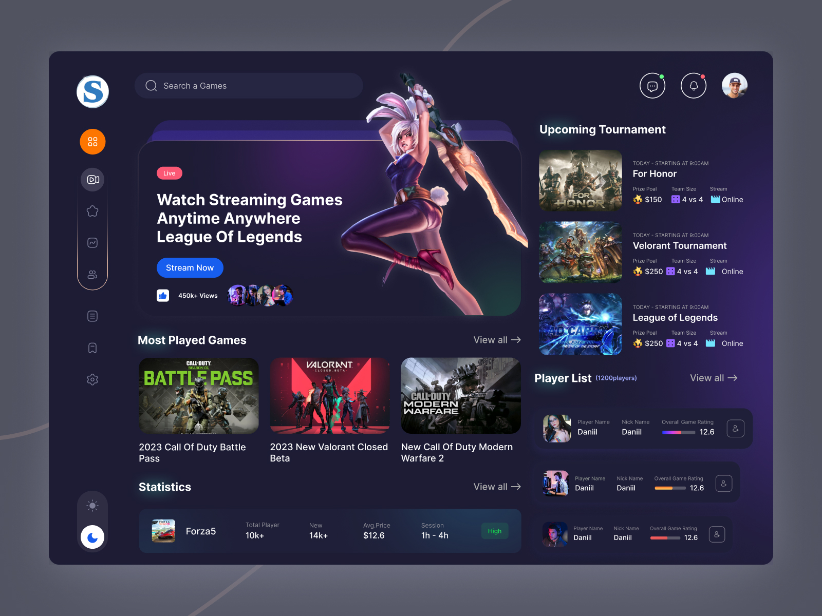 Gaming Dashboard - Web Development - BMV System Integration
